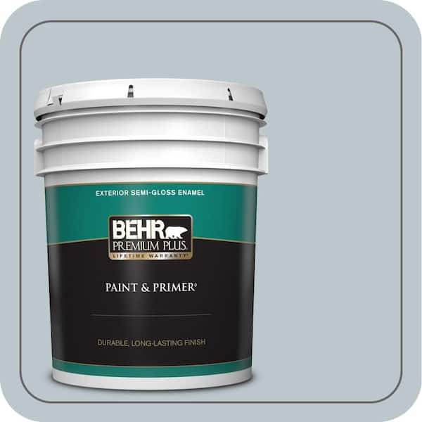 BEHR PREMIUM PLUS 5 gal. #PPH-42 Nautical Gray Semi-Gloss Enamel ...