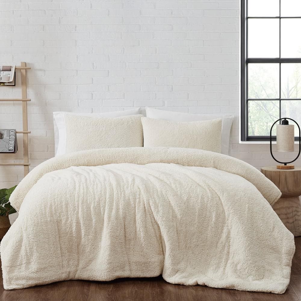Brooklyn Loom Marshmallow Sherpa Polyester Ivory 2 Piece Twin Comforter ...