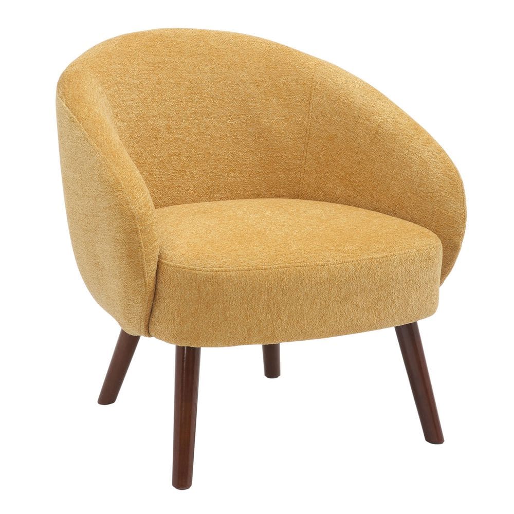 Lumisource Ashland Yellow Fabric with Walnut Wood Legs Lounge Chair CHR ...