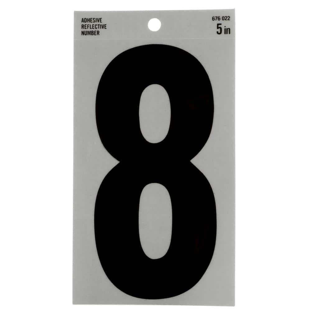 Everbilt 5 in. Mylar Reflective Self-Adhesive Number 8 Mailbox Sticker ...