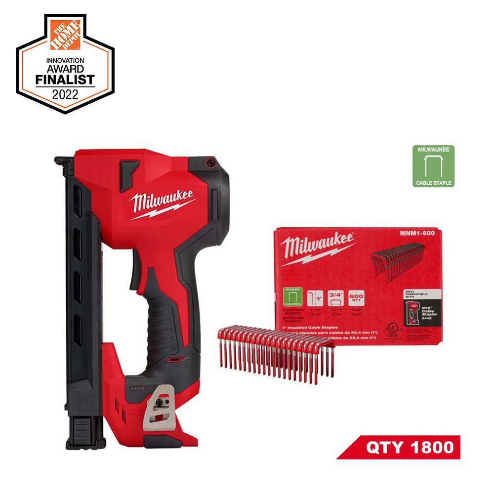 Milwaukee M12 12-Volt Cordless Cable Stapler with 1 in. Insulated Cable ...