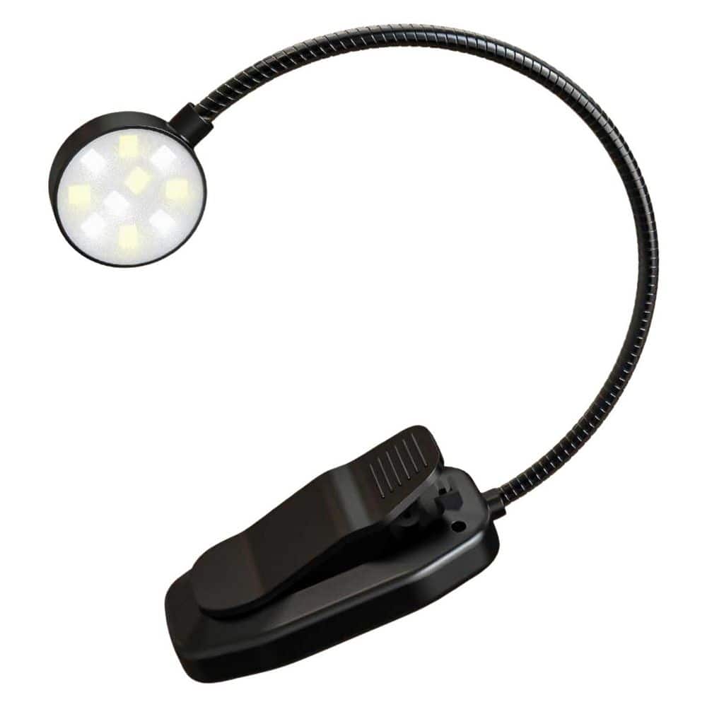0.93 in. Black Dimmable LED Book Reading Lamp with USB Port and ...