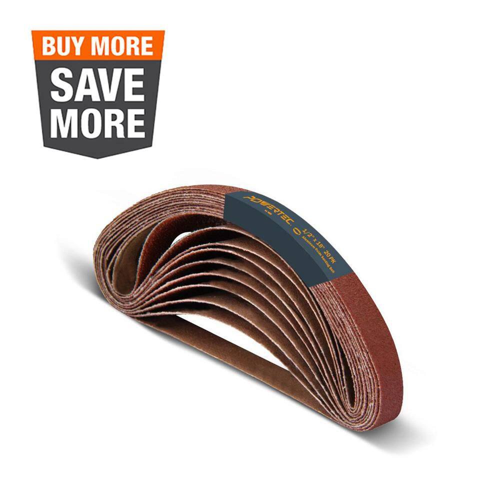 ‎POWERTEC 1/2 in. x 18 in. 40-Grit Aluminum Oxide Sanding Belt ...