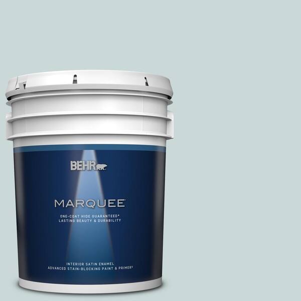 BEHR MARQUEE 5 gal. #PPU13-16 Offshore Mist One-Coat Hide Satin Enamel ...