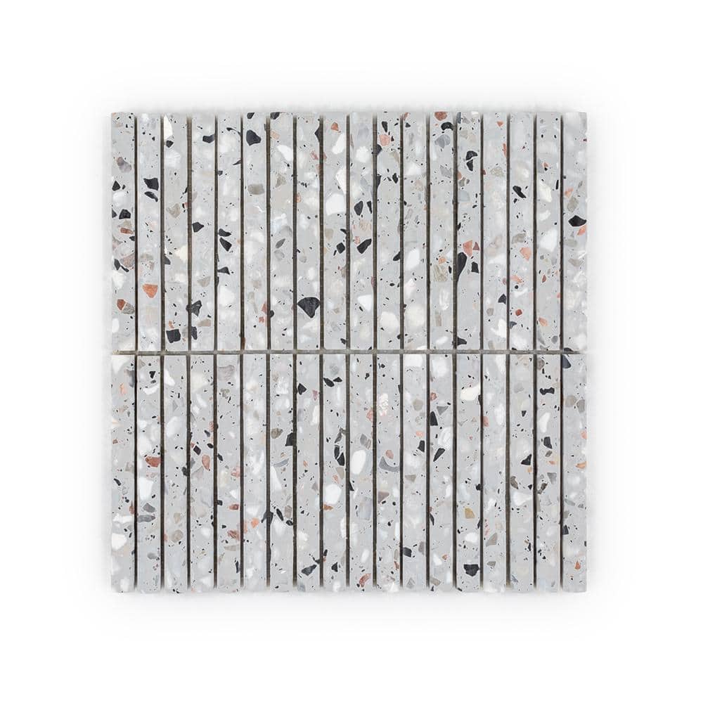 Jeffrey Court Desert Flutes Grey 12 in. x 12 in. Fluted Honed Terrazzo ...