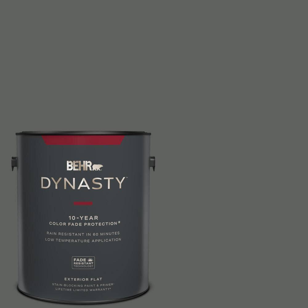 BEHR DYNASTY 1 gal. #N460-6 Hematite Flat Exterior Stain-Blocking Paint ...