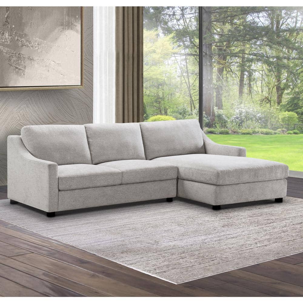 DEVON & CLAIRE Garcelle 41 in. Gray 2-Piece Stain-Resistant Fabric ...