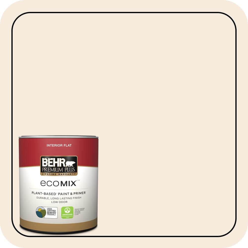 BEHR PREMIUM PLUS 1 qt. #RD-W15 Cotton Sheets Flat EcoMix Plant-Based ...