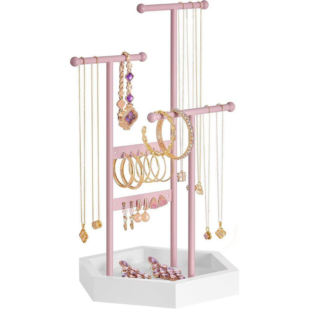 Jelly Pink 8 in. x 14 in. Metal Modern Jewelry Display Stand Z0DNDW7BFD ...
