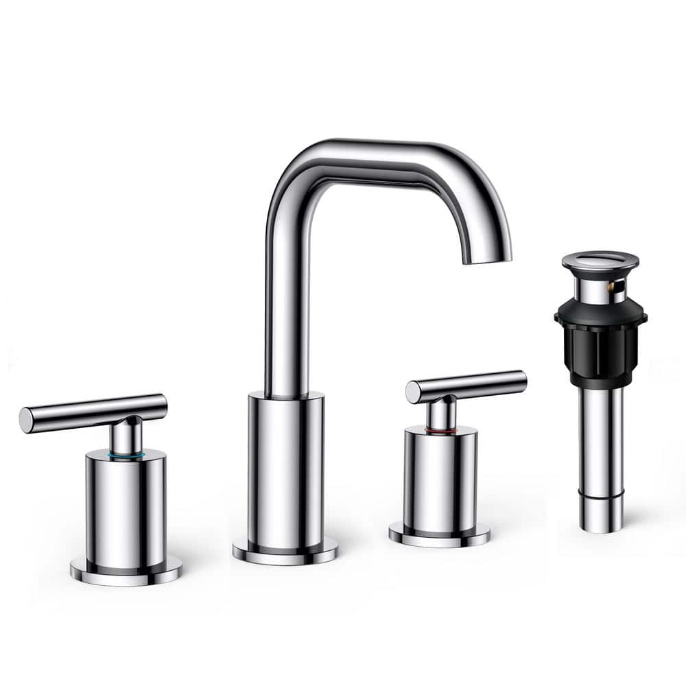 FORIOUS 2-Handle Widespread Bathroom Faucet with Pop Up Drain Assembly ...