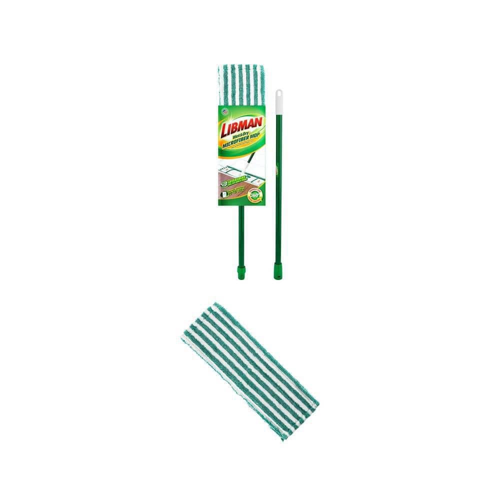 Libman 18 in. Microfiber Wet and Dry Flat Mop with 2-Piece Handle and ...
