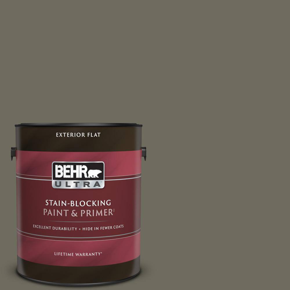 BEHR ULTRA 1 gal. #N370-6 Gladiator Gray Flat Exterior Paint & Primer ...