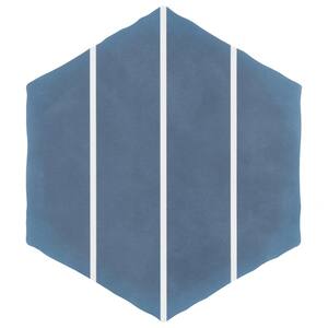 Merola Tile Palm Hex Blue 6 in. x 7 in. Porcelain Floor and Wall Tile ...