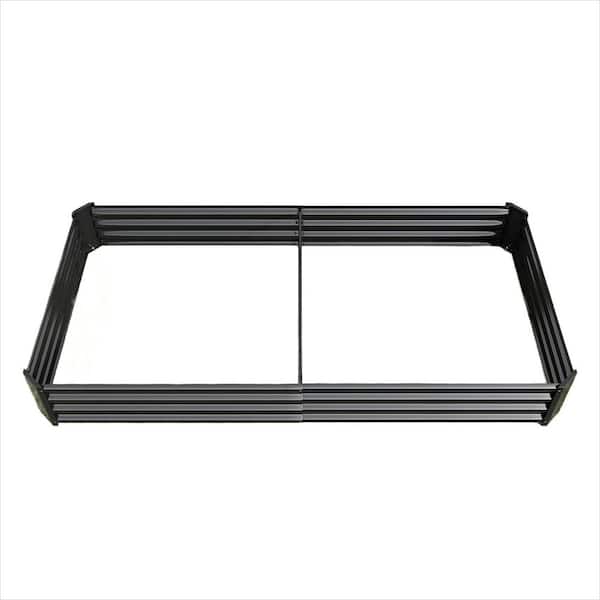 8 ft. x 4 ft. x 1 ft. Black Metal Galvanized Rectangle Garden Bed GB ...