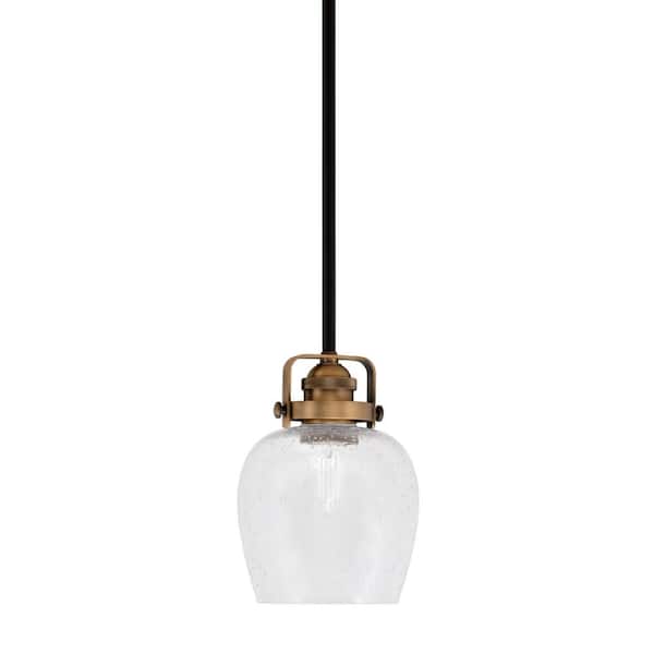 Decatur 60-Watt 1-Light Black and Brass Light Mini Pendant with 6 in ...