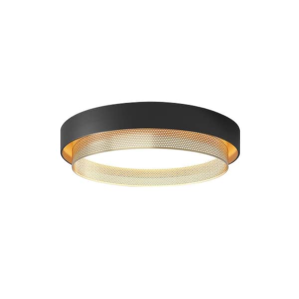 Y'INSP 19.69 in. 38-Watt Modern Black Integrated LED Round Flush Mount ...