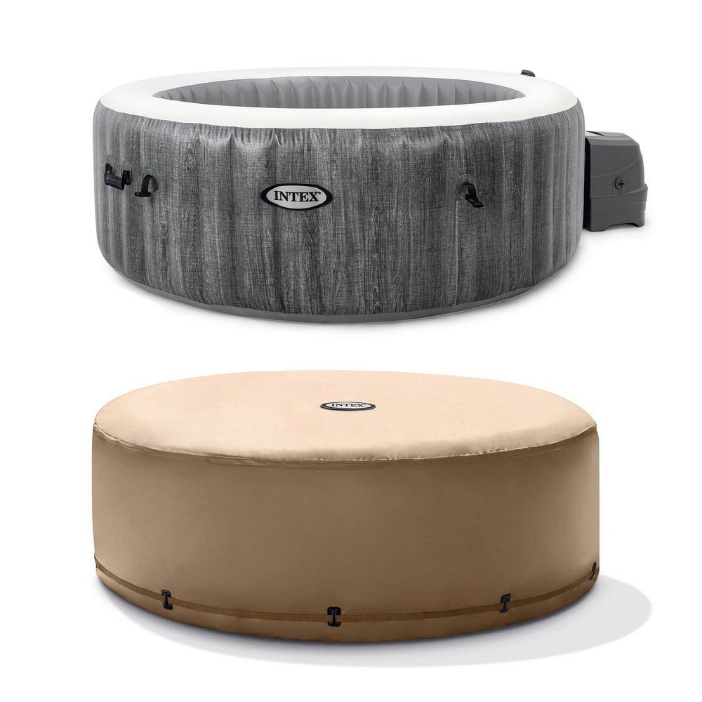 Intex Greywood Deluxe 4-Person Inflatable Hot Tub Jet Spa & Cover ...