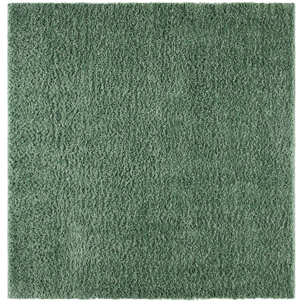 SAFAVIEH August Shag Green 4 ft. x 4 ft. Solid Square Area Rug AUG200Y ...