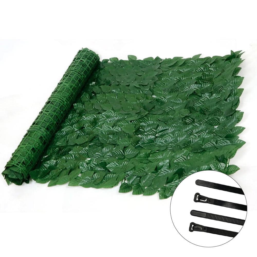 Shatex 39 in. x 118 in. Artificial Dark Green Vine Privacy Fence Screen ...