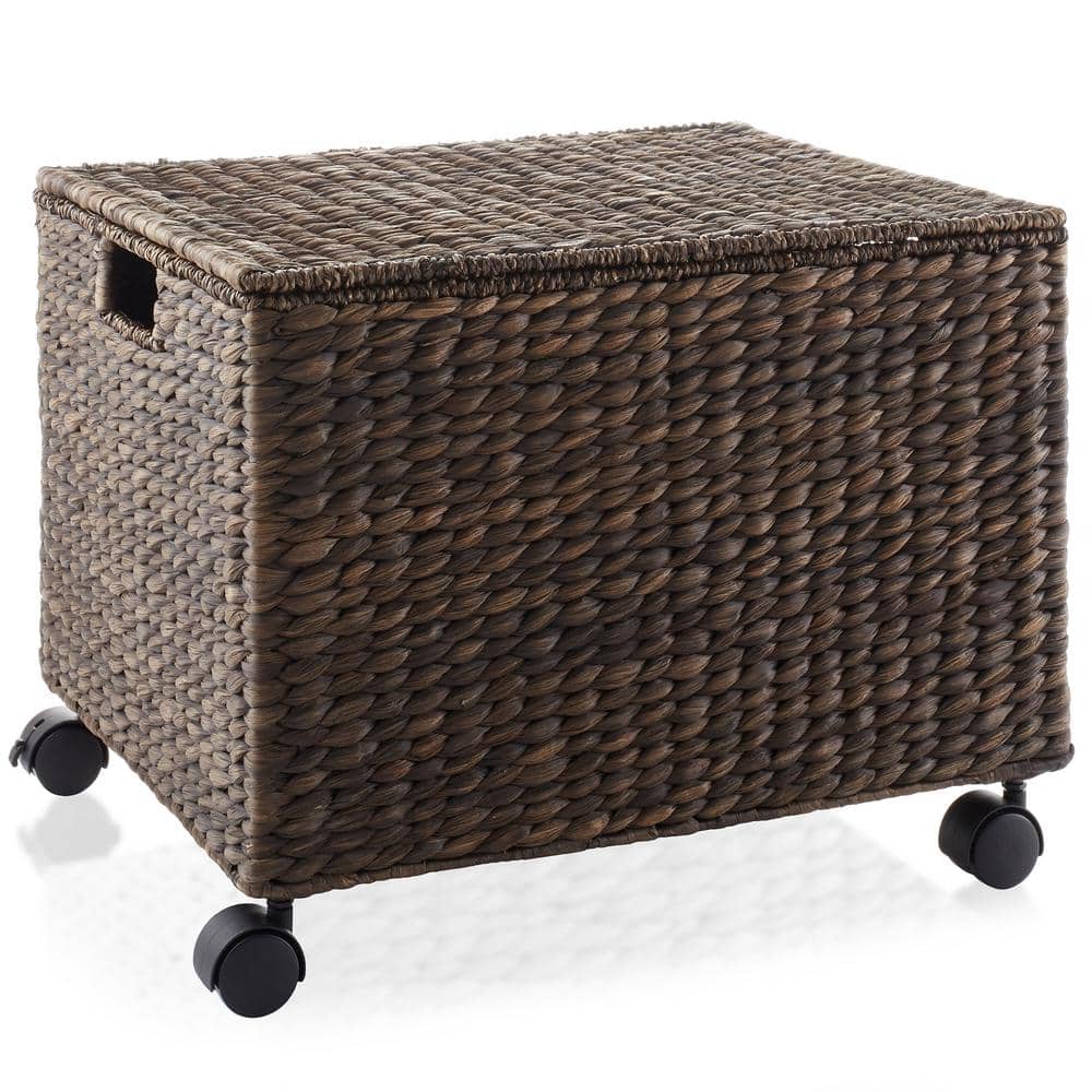 Casafield Brown Espresso 18 in. x 14 in. Wicker Water Hyacinth ...