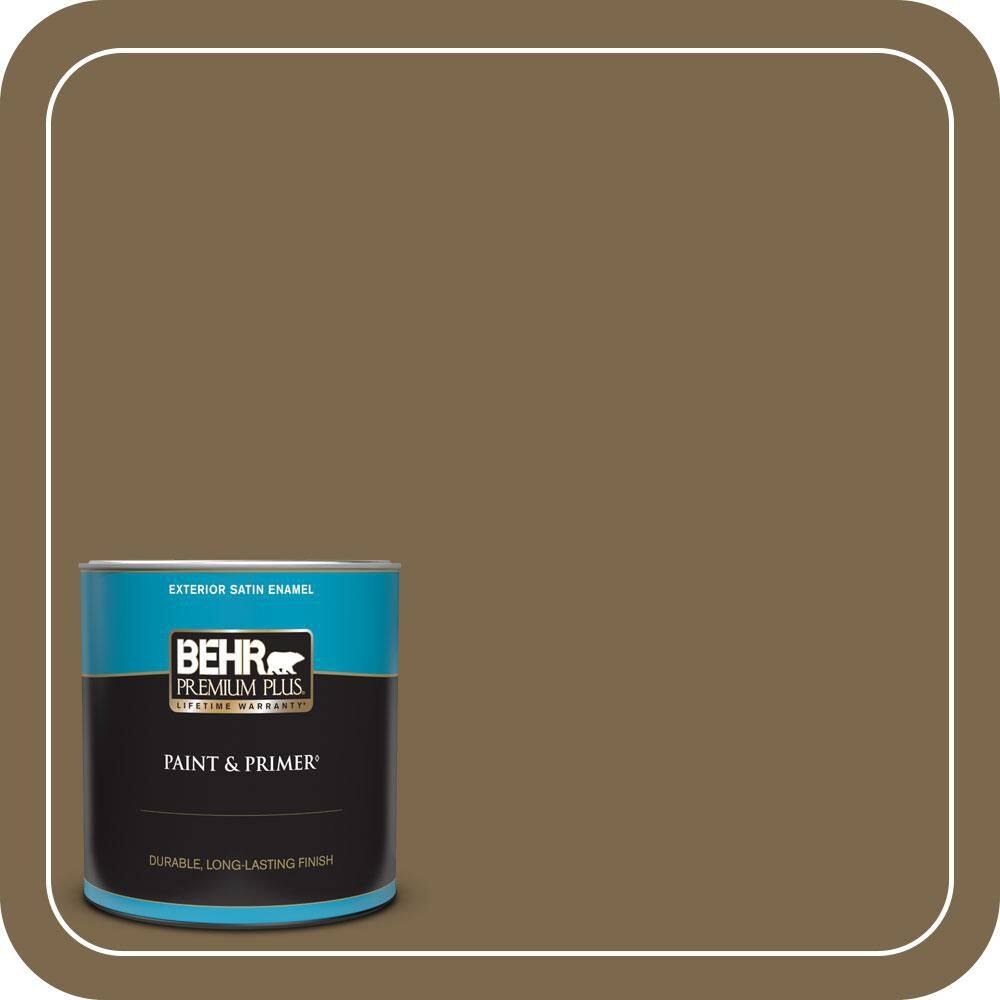 BEHR PREMIUM PLUS 1 qt. #T14-6 Boho Satin Enamel Exterior Paint ...