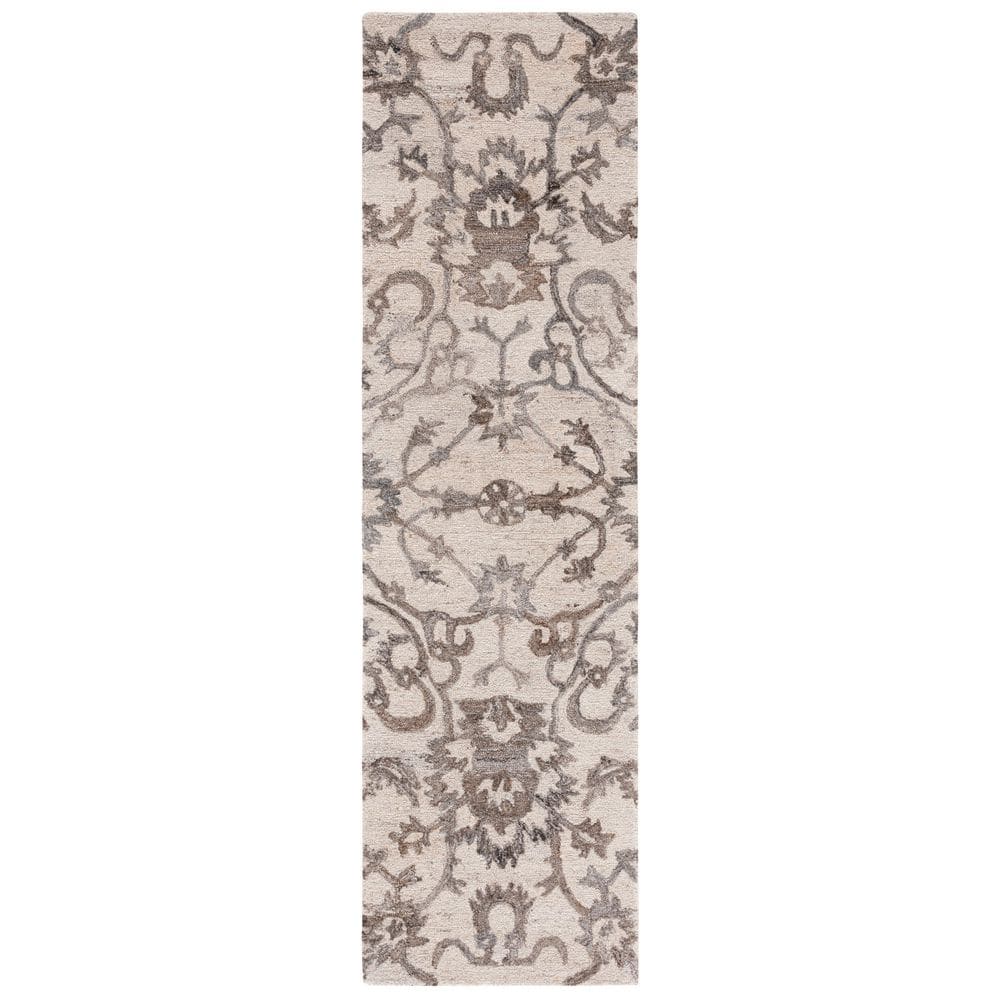 SAFAVIEH Anatolia 2 ft. x 8 ft. Ivory/Brown Traditional Garden Runner ...