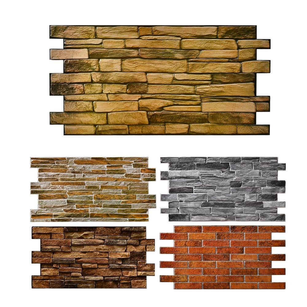 FINECRAFT DECOR 37 11/16 in. x 18 13/16 in. x 3/16 in. 3D PVC Wall ...