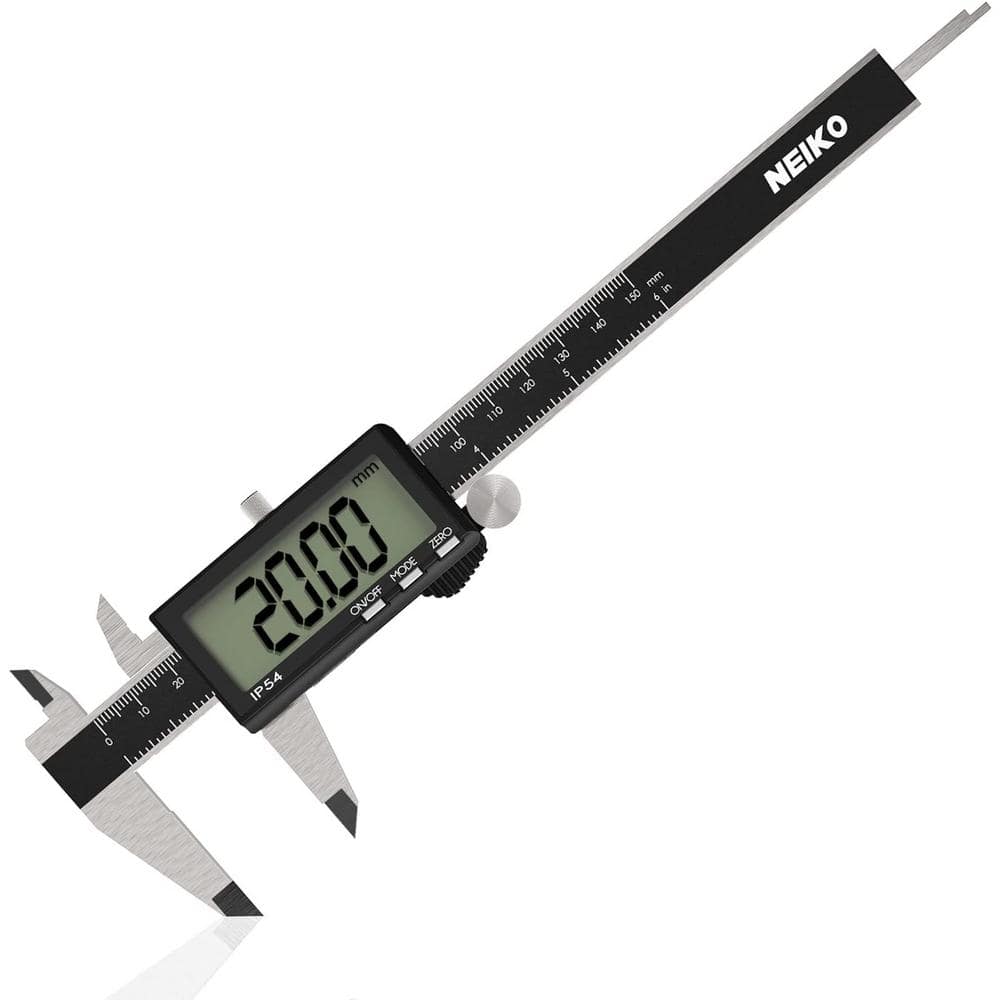 NEIKO 6 in. Digital Caliper Measuring Tool, Inch / Fraction / MM Conversion, Stainless Steel XL ...