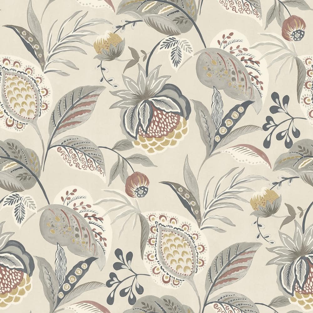 Chesapeake Bohemian Jacobean Grey Prepasted Non Woven Wallpaper Sample 3125-72304SAM - The Home ...