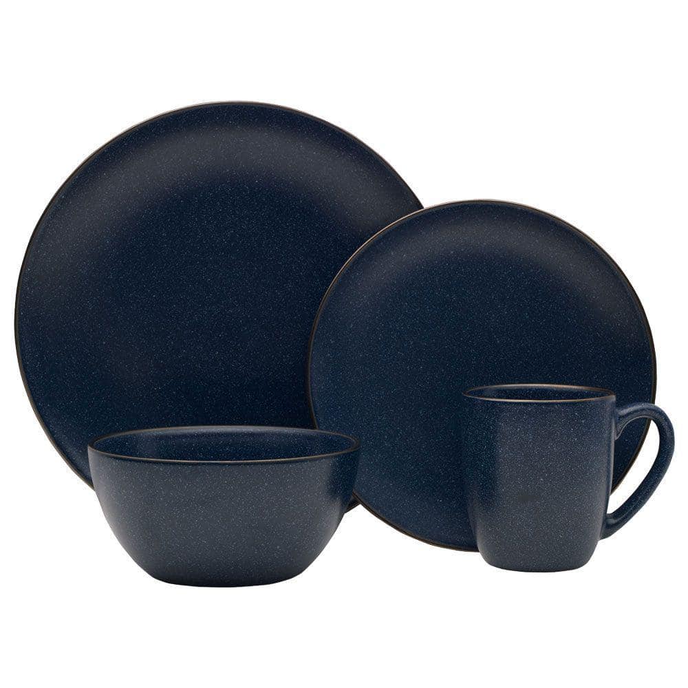 Gourmet Basics by Mikasa Julianna 16-Piece Casual Blue Stoneware ...