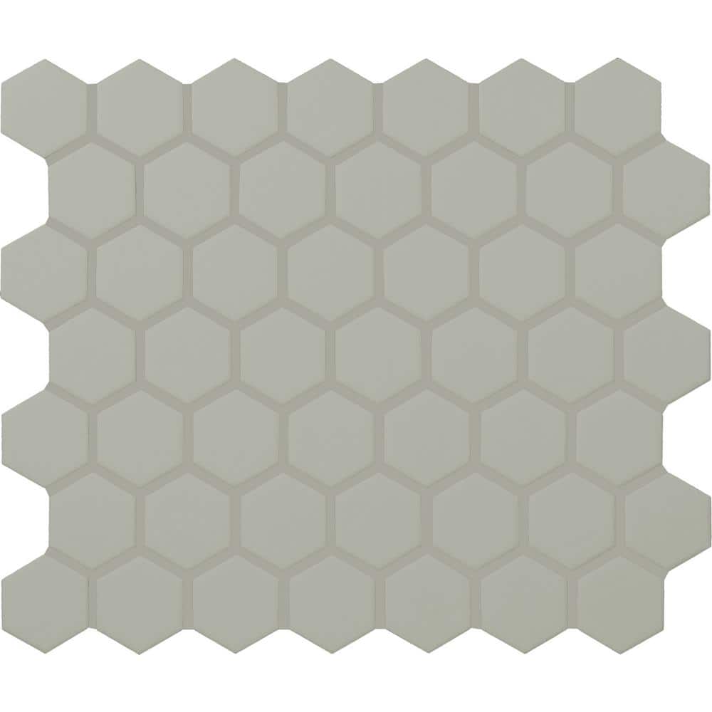 Daltile Restore Ash Gray 12 in. x 10 in. Matte Ceramic Hexagon Mosaic ...