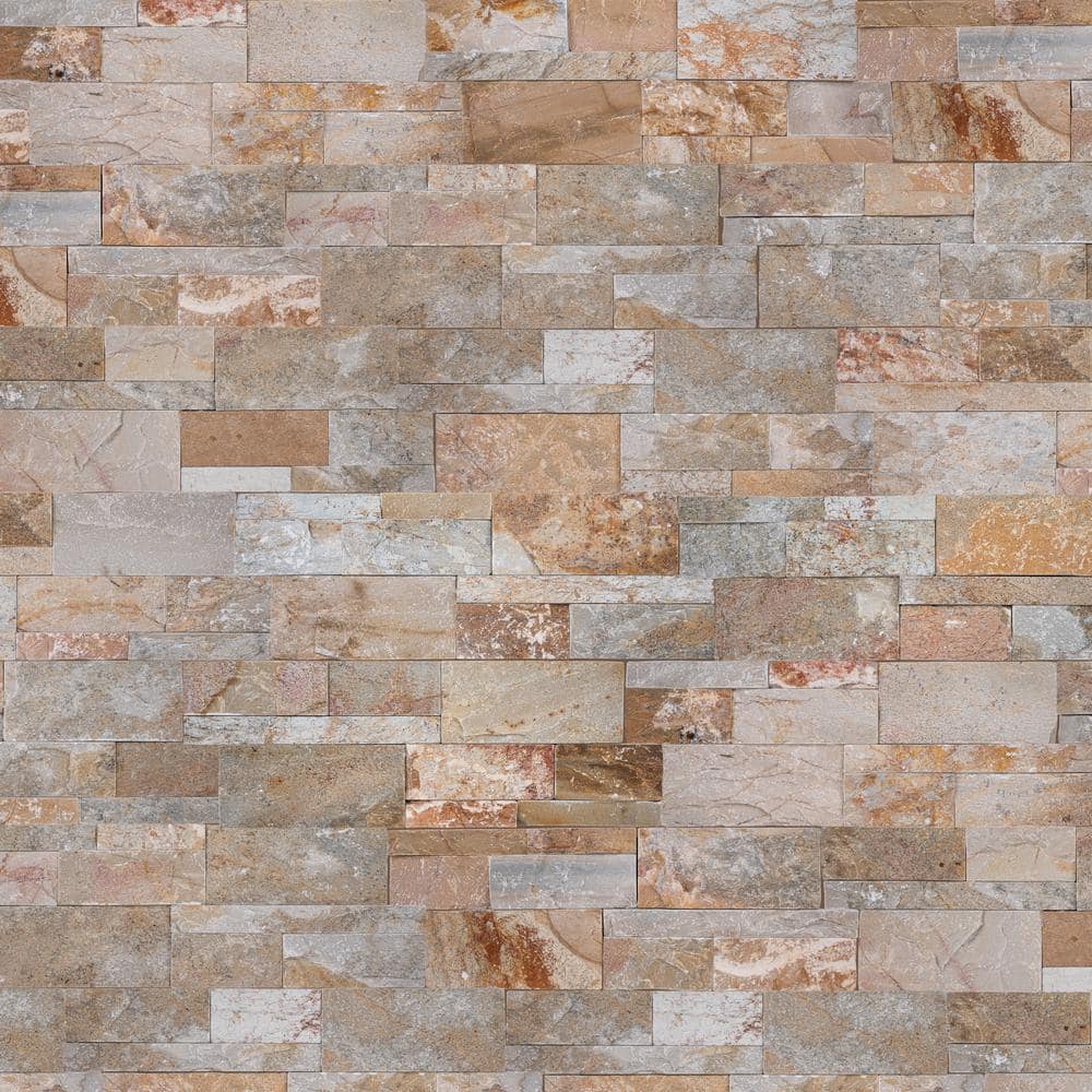 MSI Golden White Ledger Panel 9 in. x 24 in. Splitface Quartzite Wall ...
