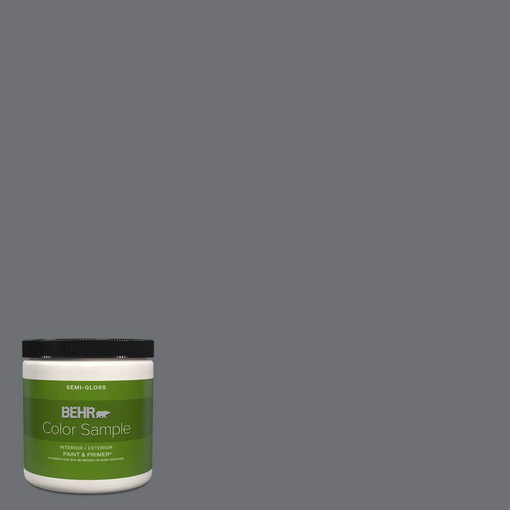 BEHR PREMIUM PLUS 8 oz. #QE-61 Rich Pewter Semi-Gloss Interior/Exterior ...