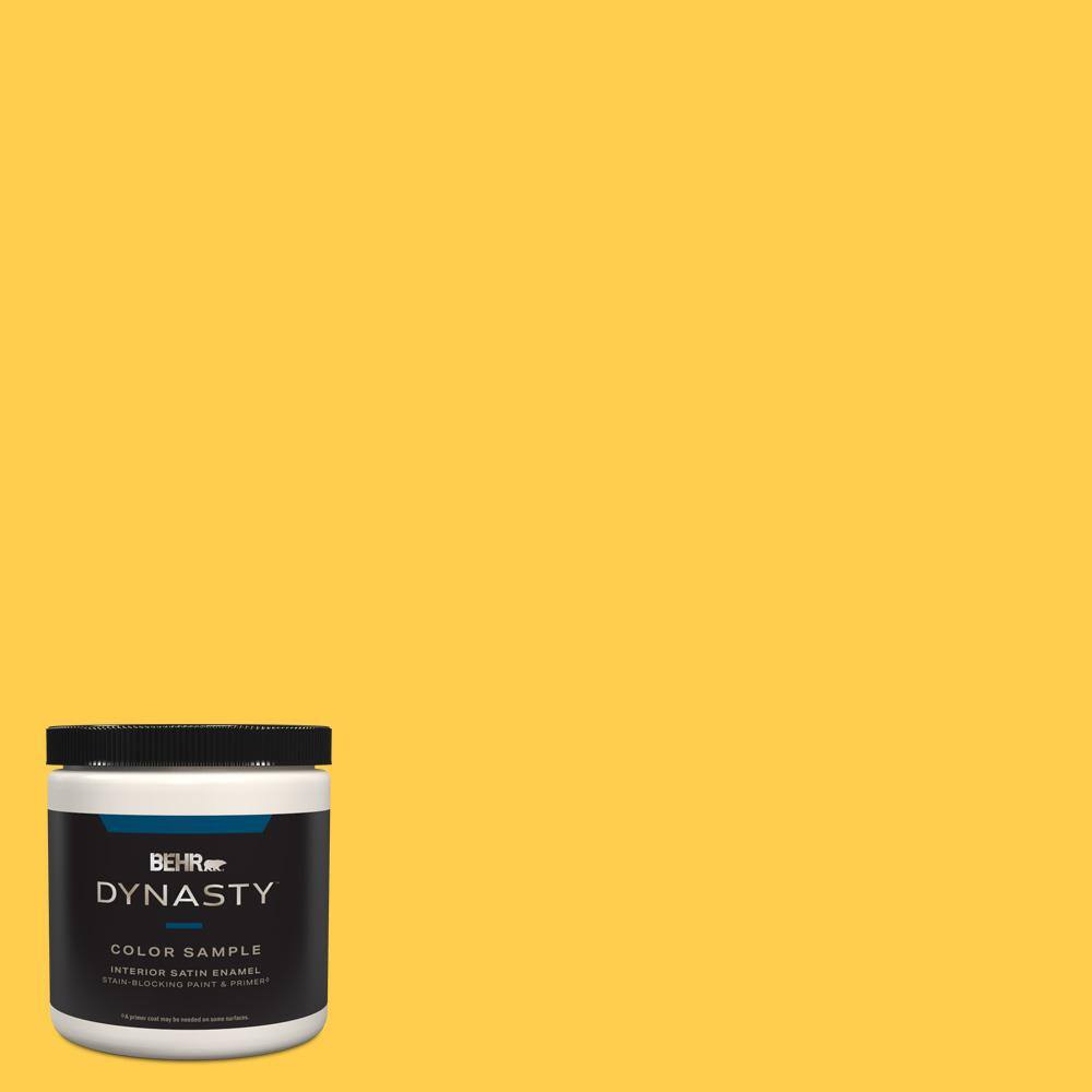 BEHR DYNASTY 8 oz. #340B-6 Pineapple Soda Satin Enamel Stain-Blocking ...