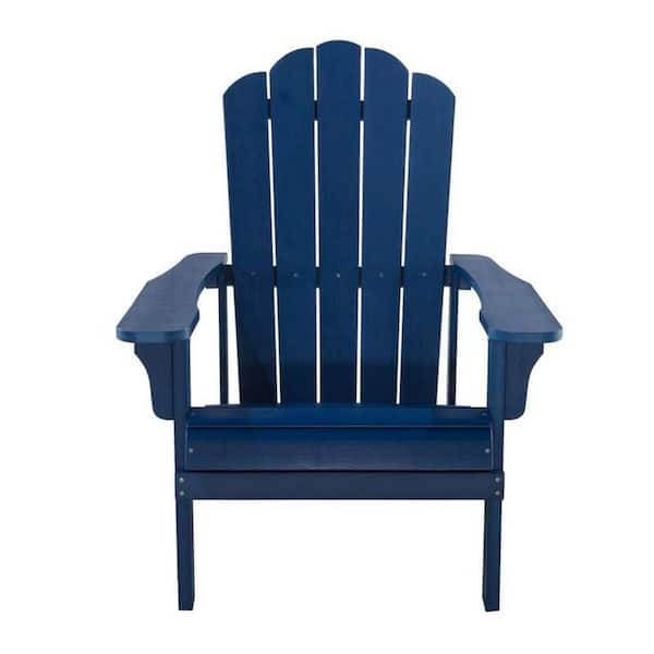 Benjara West Blue Finish Polystyrene Plastic Outdoor Patio Adirondack ...