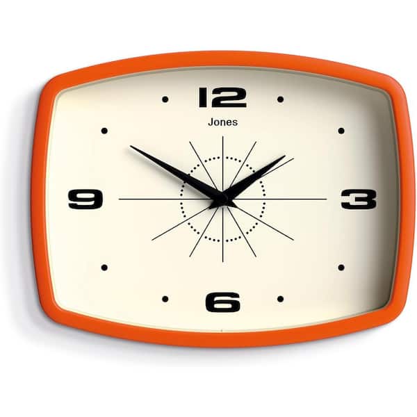 10 in. Orange Analog Plastic Wall Clock for Kitchen, Living Room or ...