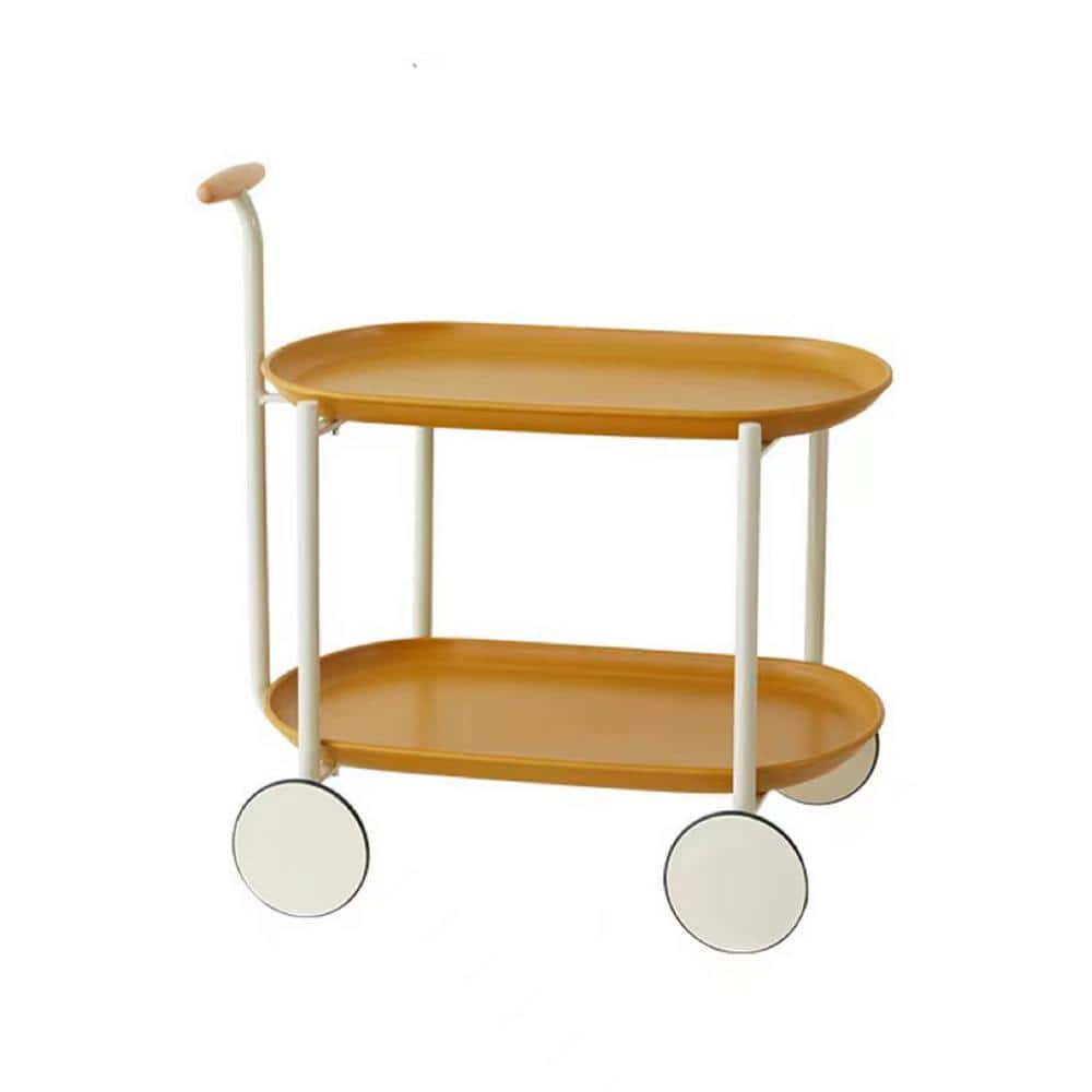 Ginger Movable Small Pushcar Serving Cart with Double-layer Storage and ...