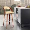 Armen Living Shelly Walnut Wood Contemporary 30 in. Bar Height Swivel ...