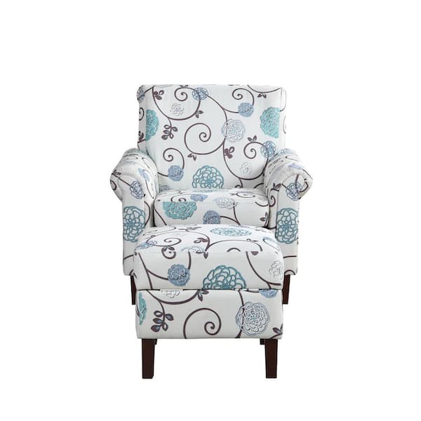 Multi colored Floral Armchair with Ottoman-92012-16 - The Home Depot