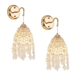 Lasaideal 4 in. 1-Light Gold Wall Sconce with Cascading Crystal Bead ...