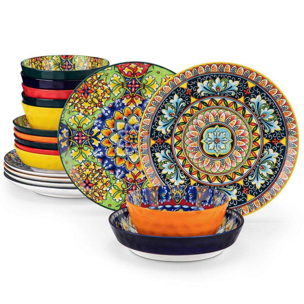 MALACASA 18-Piece Porcelain Dinnerware Set Service for 6-Tableware ...