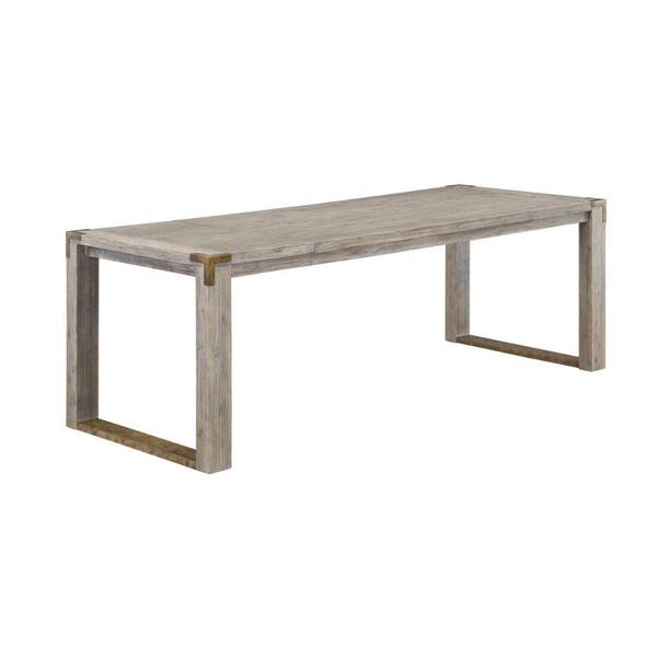 Benjara 88.5 in. Gray Acacia Wood Top Four Leg Extendable Dining Table ...