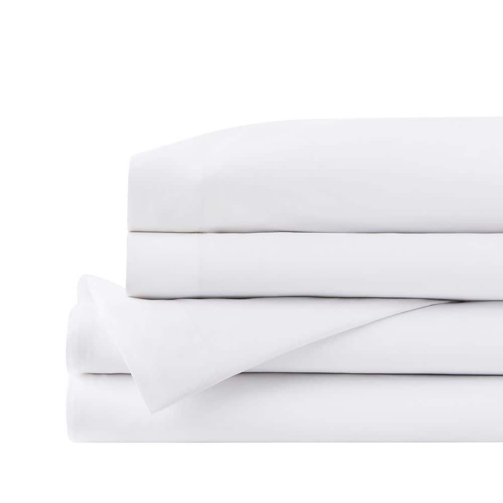 StyleWell Brushed Soft Microfiber White 4-Piece King Sheet Set ...