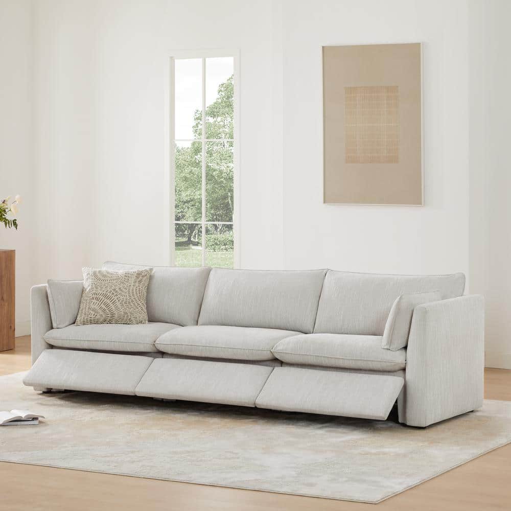 Spruce & Spring Luna 114 in. Light Grey 3-Piece Fabric Modern Modular ...