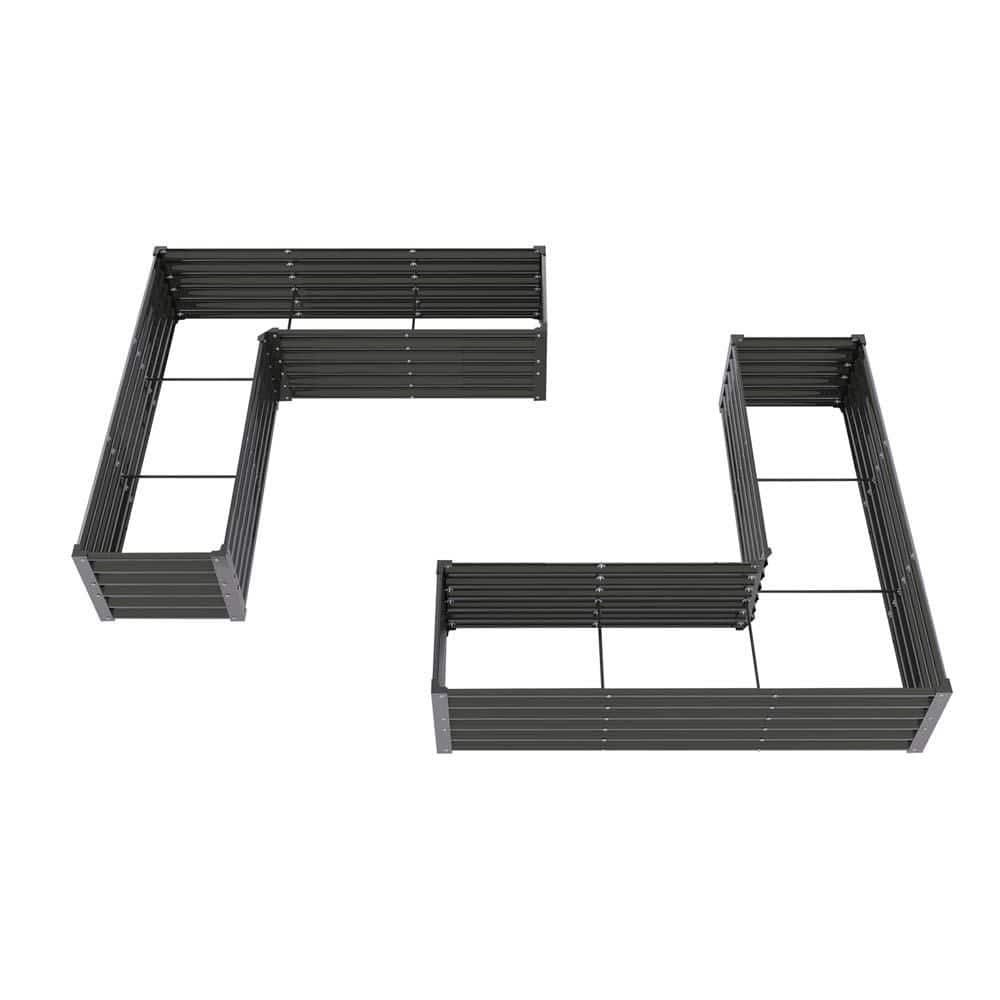 Zeus & Ruta 74 in. x 74 in. x 18 in. Quartz Grey L-Shaped Outdoor Metal ...