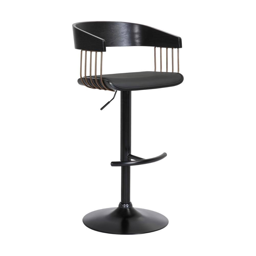 Benjara 33 in. Black and Bronze Low Back Metal Frame Bar Stool with ...