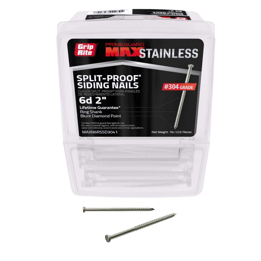 Grip-Rite 2 in. x 13-Gauge 6-penny 304 Stainless Steel Ring Shank Split ...