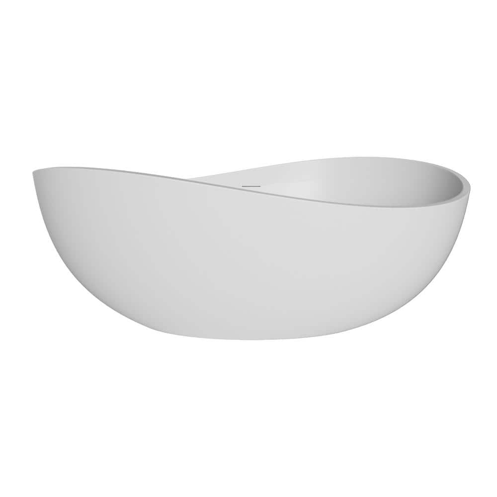 INSTER 63 in. x 37.4 in. Solid Surface Wave Shape Soaking Freestanding ...