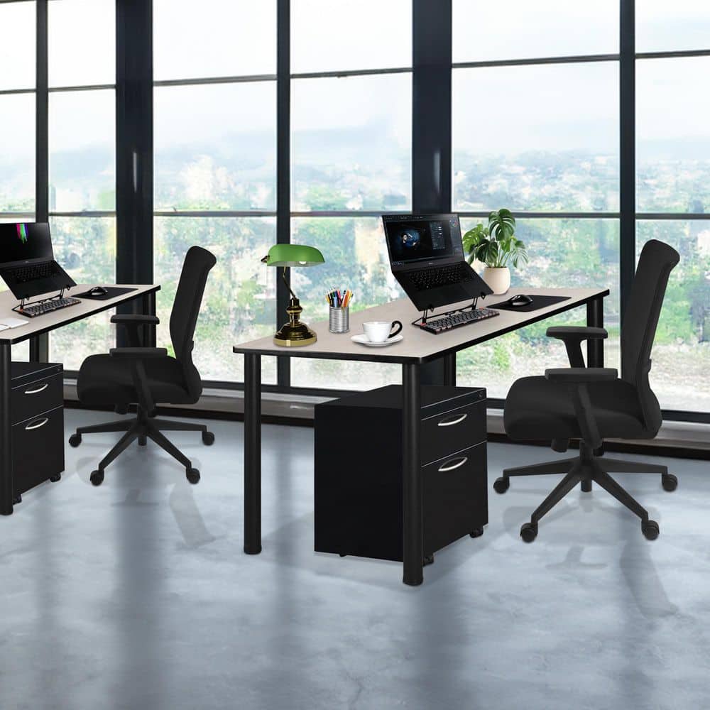 Regency Kee 72 in x 24 in. Maple Brown Top Office Desk Table with ...
