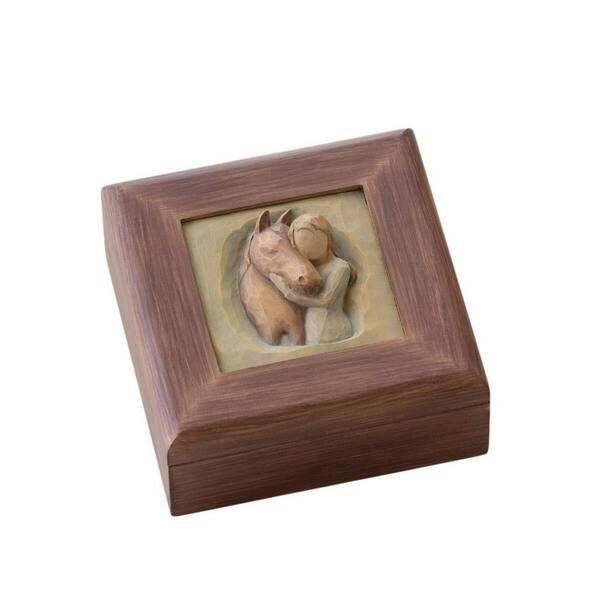 Brown 5 in. x 2 in. Resin Sculpted Hand-Painted Memory Decorative Box ...